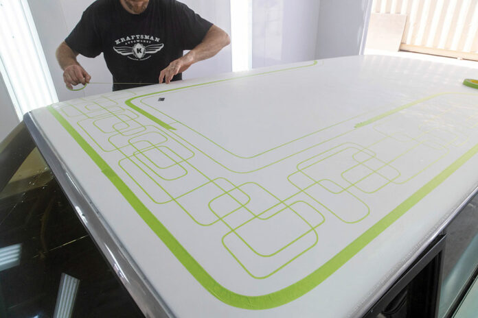 Custom Panel Lace Artwork on a Wagon Roof