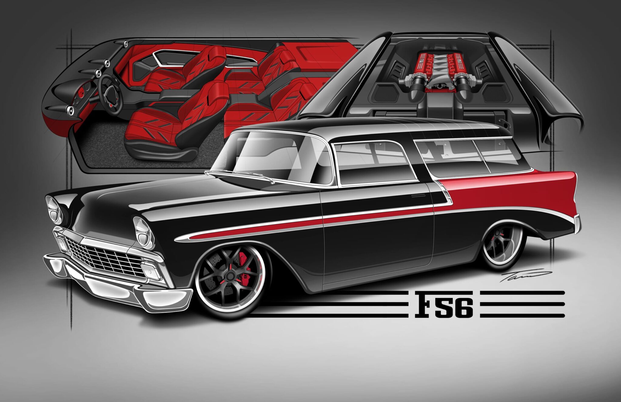 Tavis Highlander 1956 Chevy Nomad Rendering