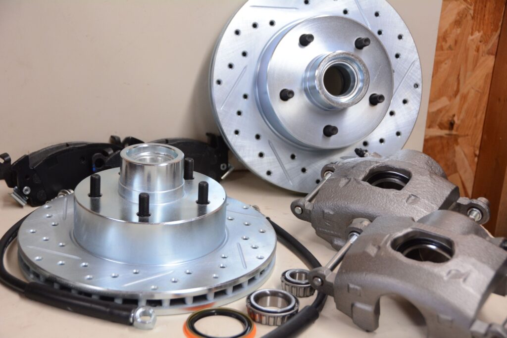 Front disc brake upgrade on a 1977 Chevy Nova.