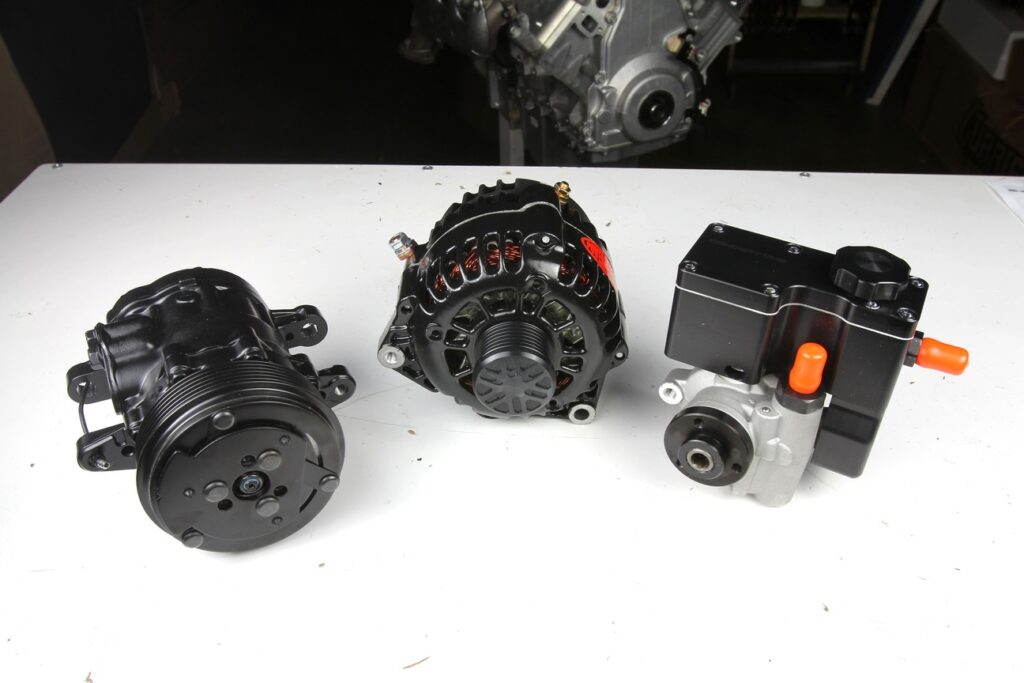 Installation process of a Concept One pulley system on a LS3 engine.