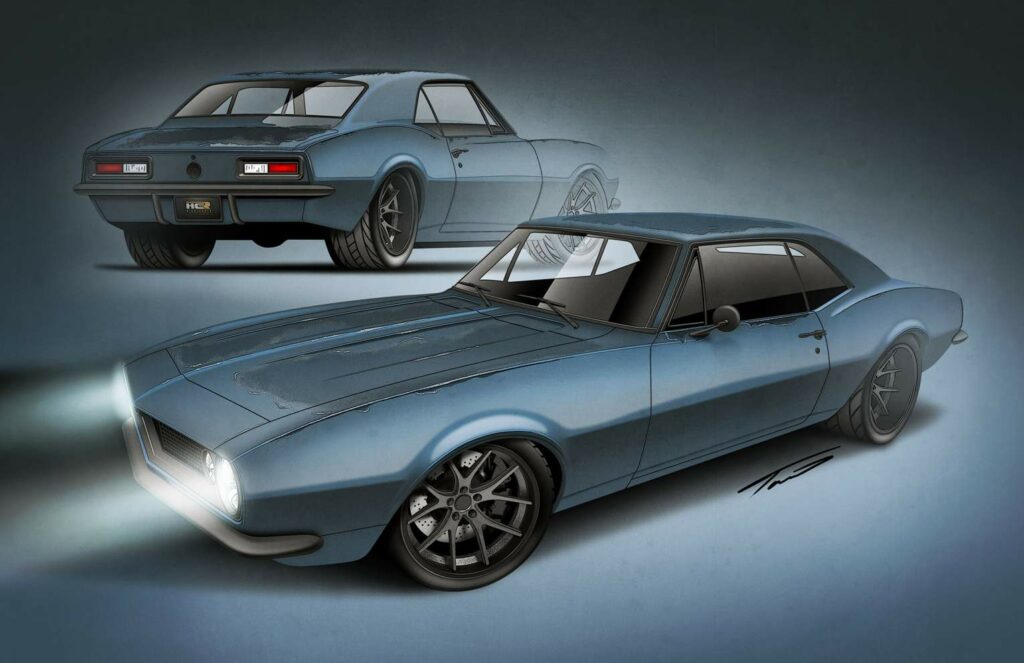Tavis Highlander’s Rendering of a Patina 1967 Camaro