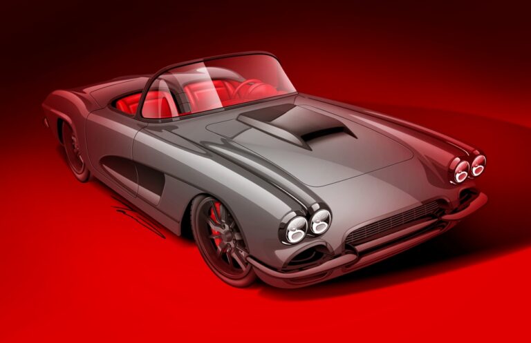 1961 Chevy Corvette Rendering by Tavis Highlander