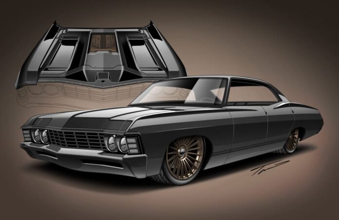Four-Door 1967 Chevy Impala Custom Rendering